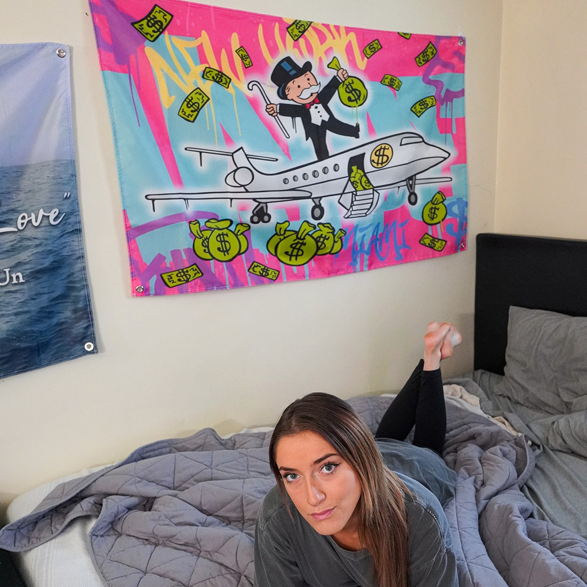 Hype Flags - Money Bags | Monopoly Man Graffiti Flag For Dorm – HypeFlags