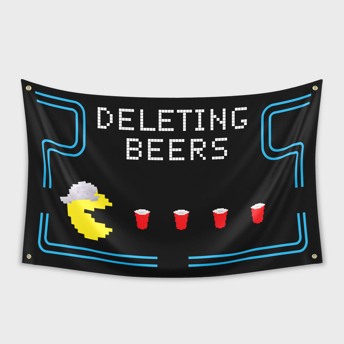 Hype Flags - Frat-Man Flag | Pac-Man Beer Tapestry for College – HypeFlags